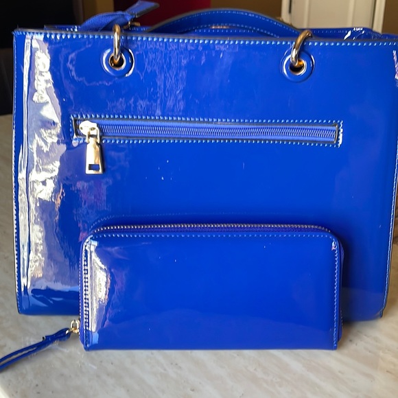 Bags | Royal Blue Patent Leather Purse With Wallet Brand New | Poshmark